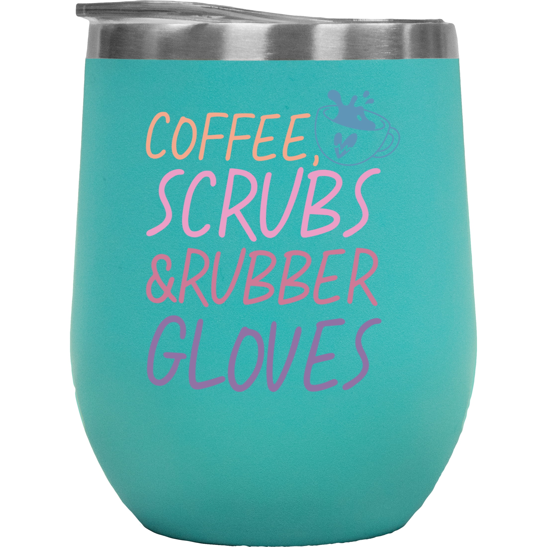 Coffee, Scrubs & Rubber Gloves, Nurse or Nurses Week Merch Gift, Mint ...