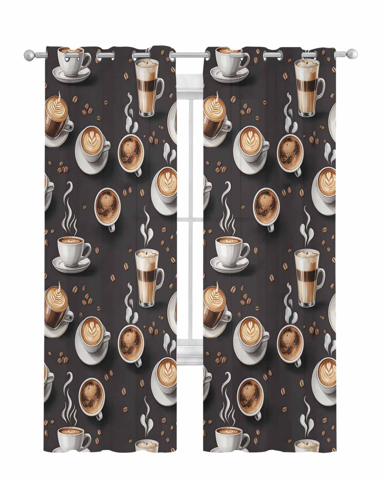 Coffee Sheer Curtains 84 Inch Length 2 Panels Set for Living Room ...