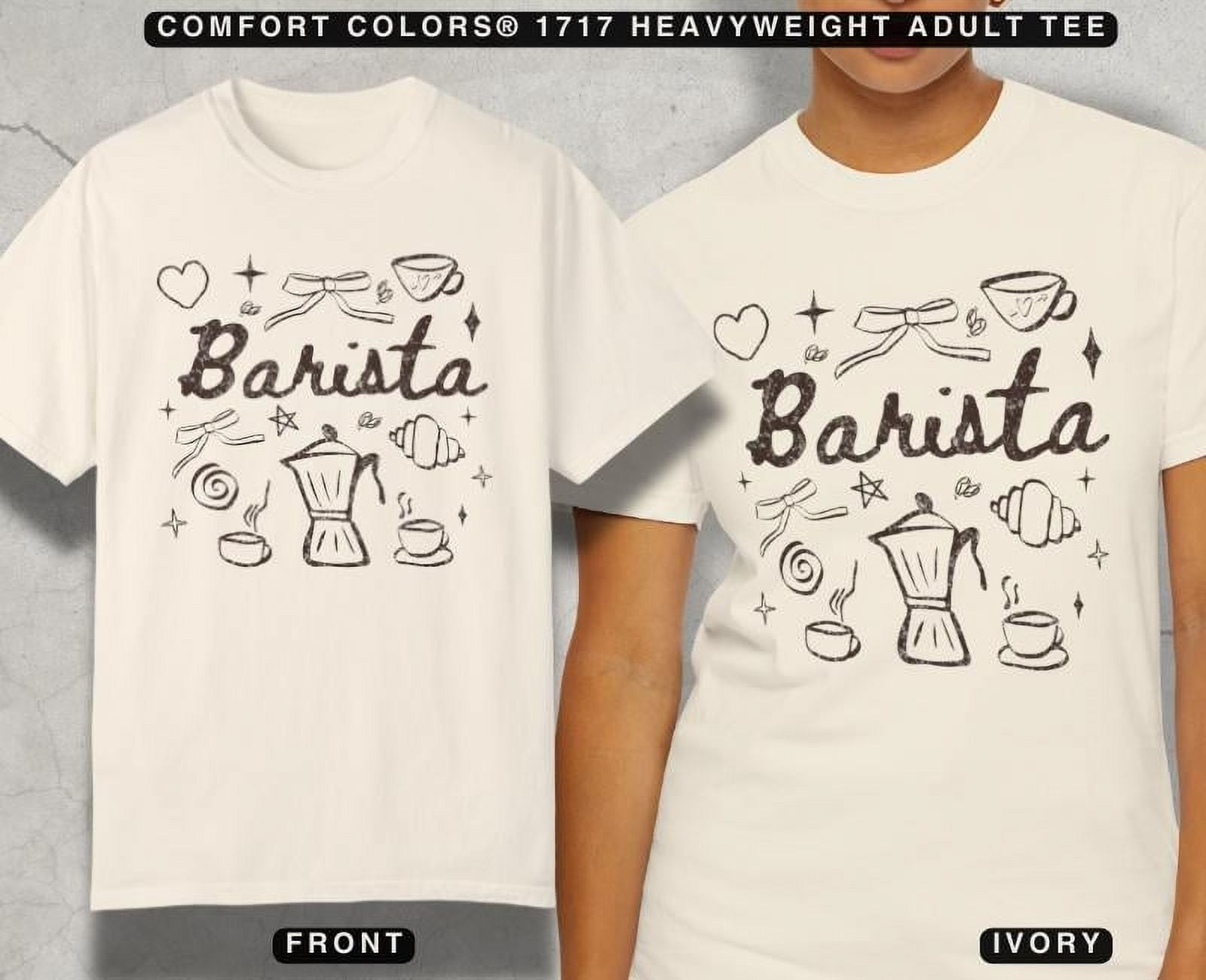 Coffee Shirt Barista Doodle Line Art T-shirt For Women, Trendy 2025 ...