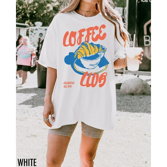 Coffee Shirt, Coffee Club, Retro Coffee Shirt, Croissant, Foodie T ...