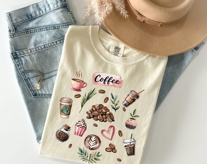 Coffee Shirt, Coffee Lover T Shirt, Retro Coffee Graphic Aesthetic Tee ...