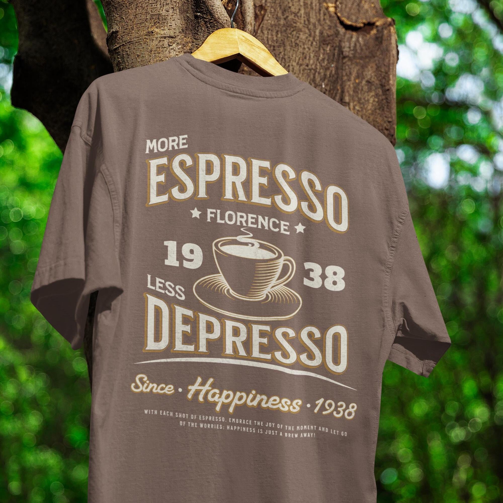 Coffee Shirt More Espresso Less Depresso Retro T-Shirt – Trendy Back ...