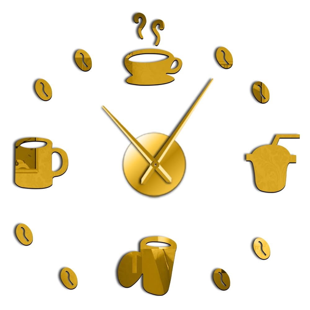 Coffee Shop Cafe Bar Frameless Wall Clock Stickers, DIY Modern ...