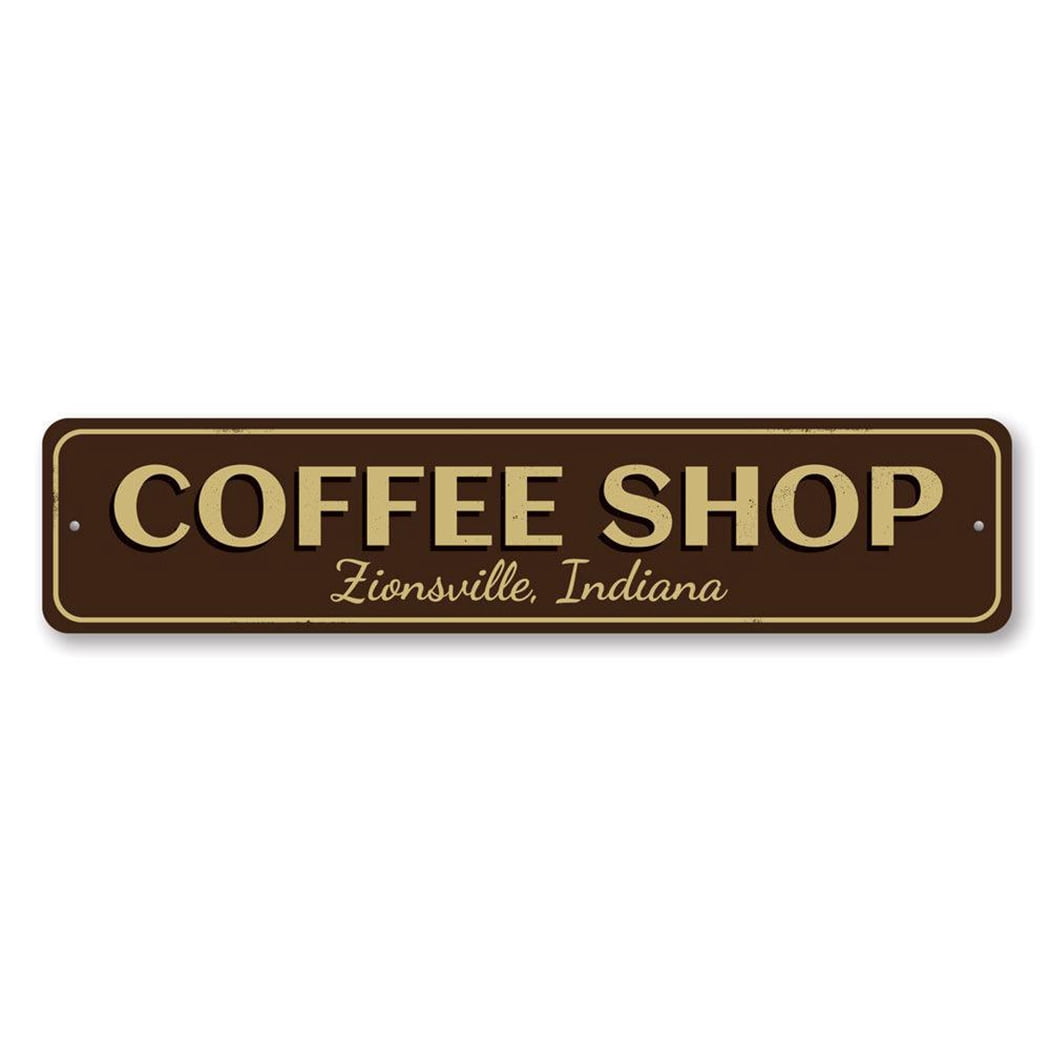 Coffee Shop City State Sign, Store Location Sign, Custom Kitchen Sign ...