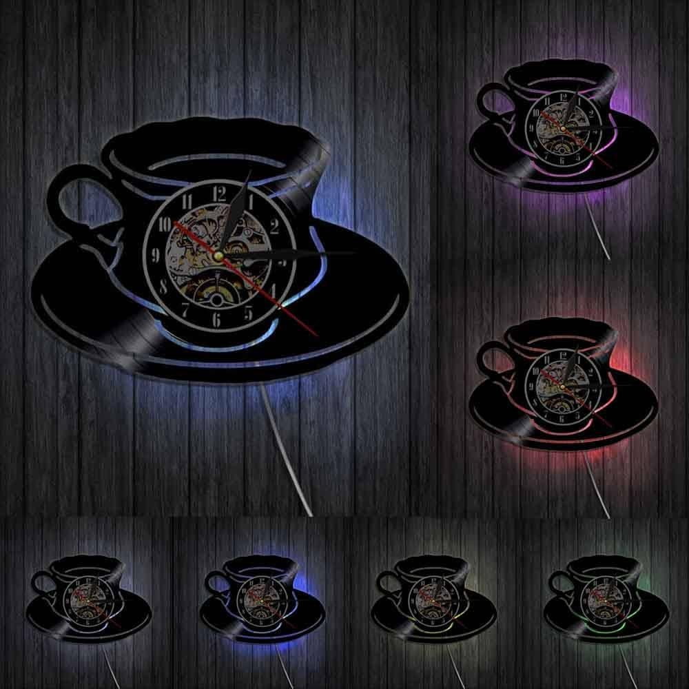 Coffee Shop Clock A Cup Of Tea Wall Clock Kitchen Office Wall Decor ...