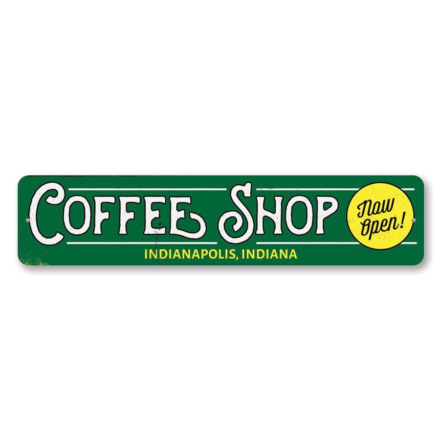 Coffee Shop Sign Now Open Sign Barista Metal Decor Sign Size: 4 x 16 ...