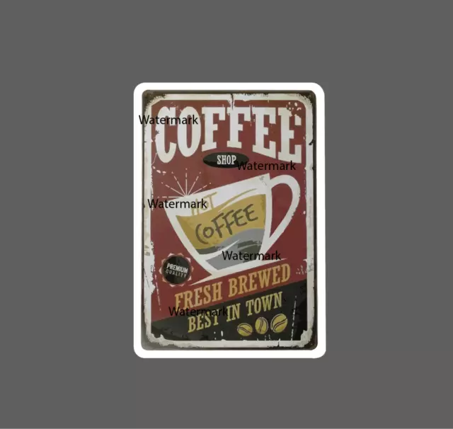Coffee Shop Sticker Retro Waterproof Sticker Phone Decal Water Bottle ...