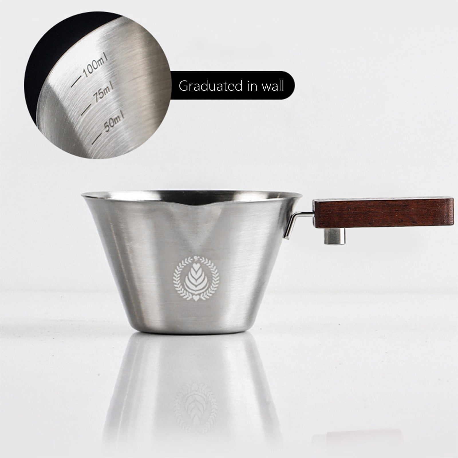 Coffee Shot Glass, Stainless Steel Scale Cup, Wooden Handle, Ounce ...