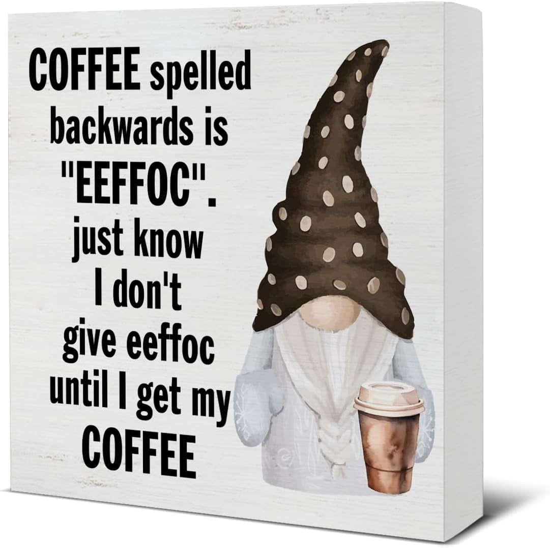 Coffee Sign Coffee Lover Coffee Gnome Wooden Sign Decorations Home ...