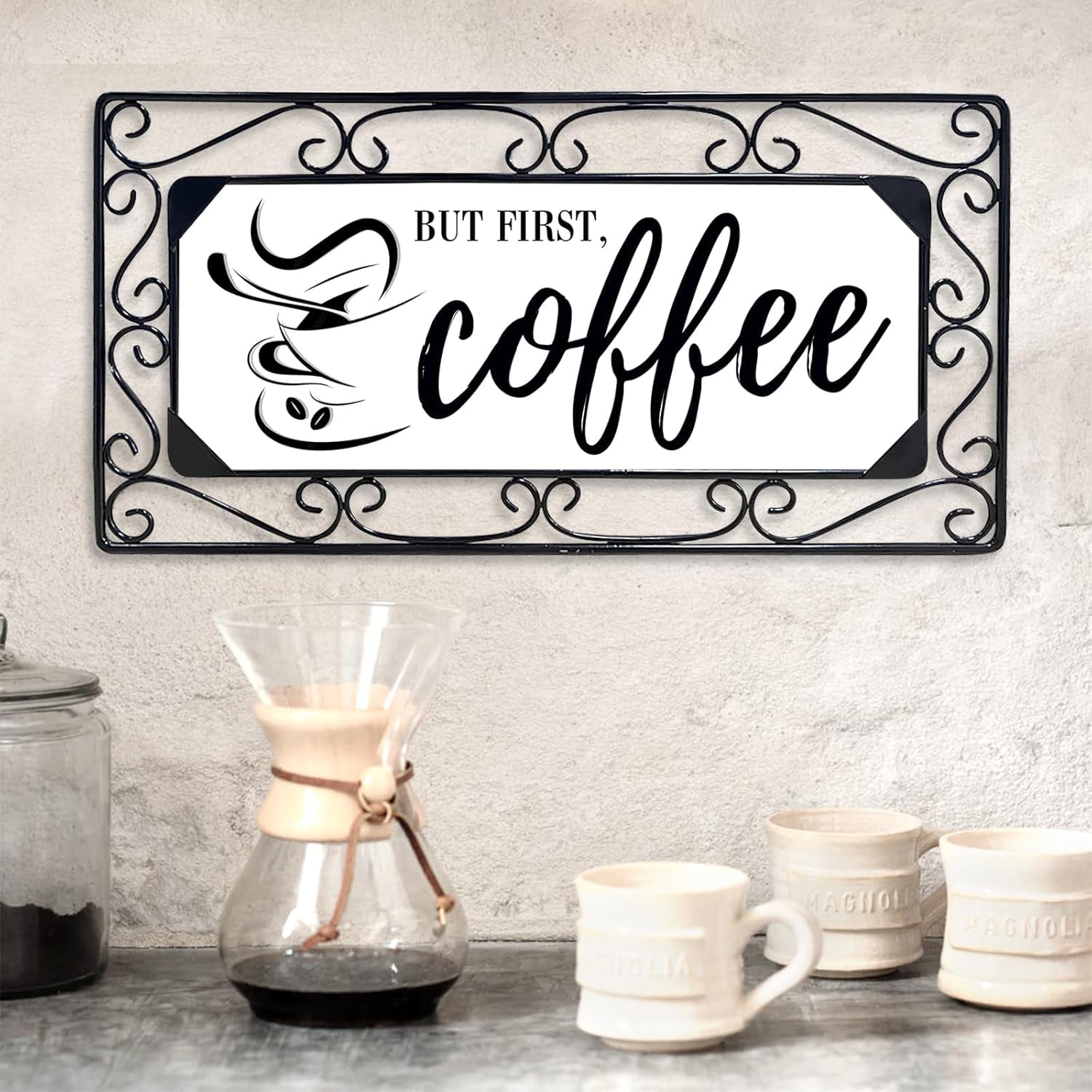 Coffee Sign Corner Coffee Bar Decor - But First Coffee - Metal Wall Art ...