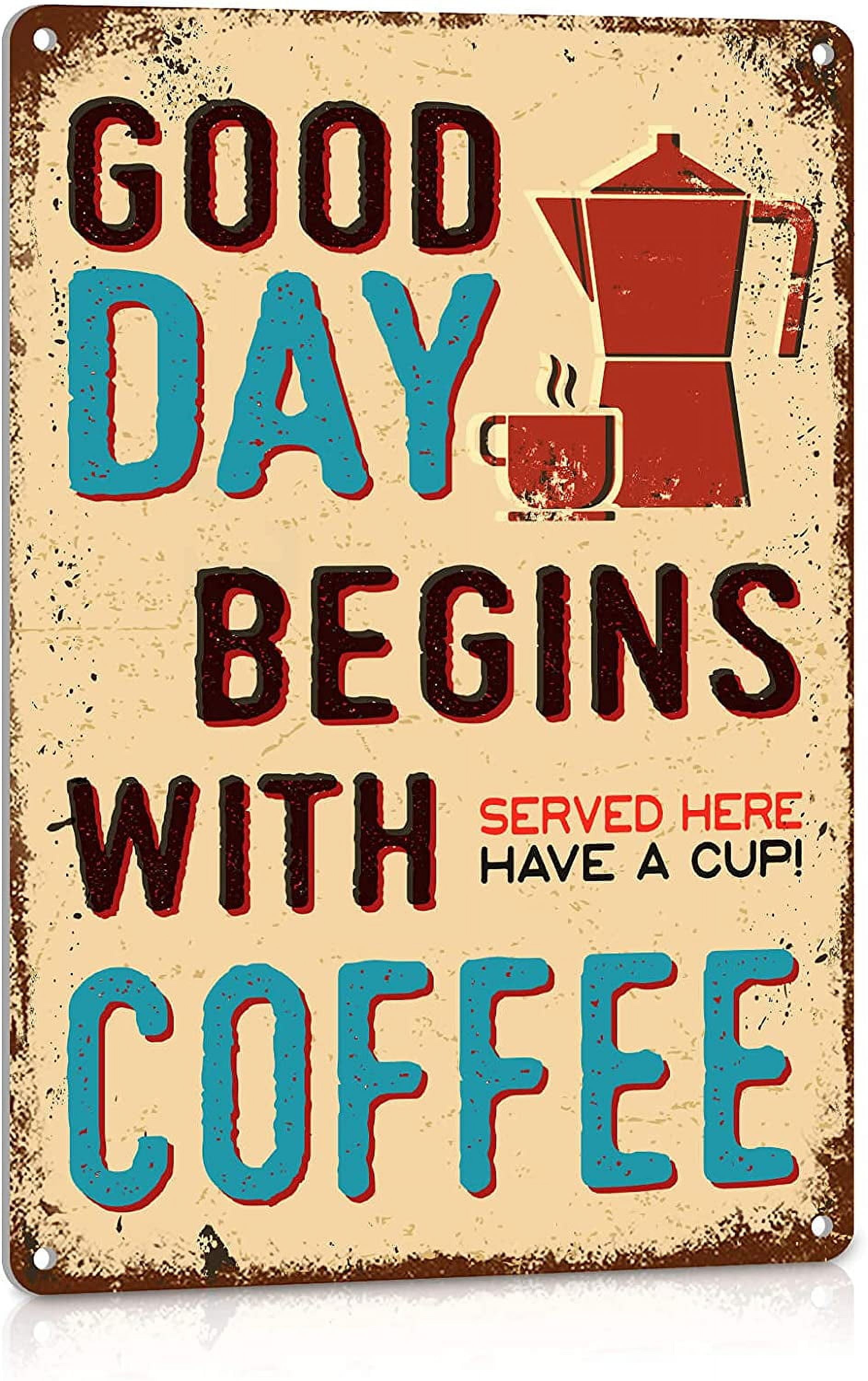 Coffee Sign Vintage Cafe Station Wall Decor, Aluminum Metal Signs for ...