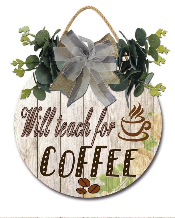 Coffee Signs Decor Farmhouse Coffee Front Door Decor Rustic Wood Coffee ...