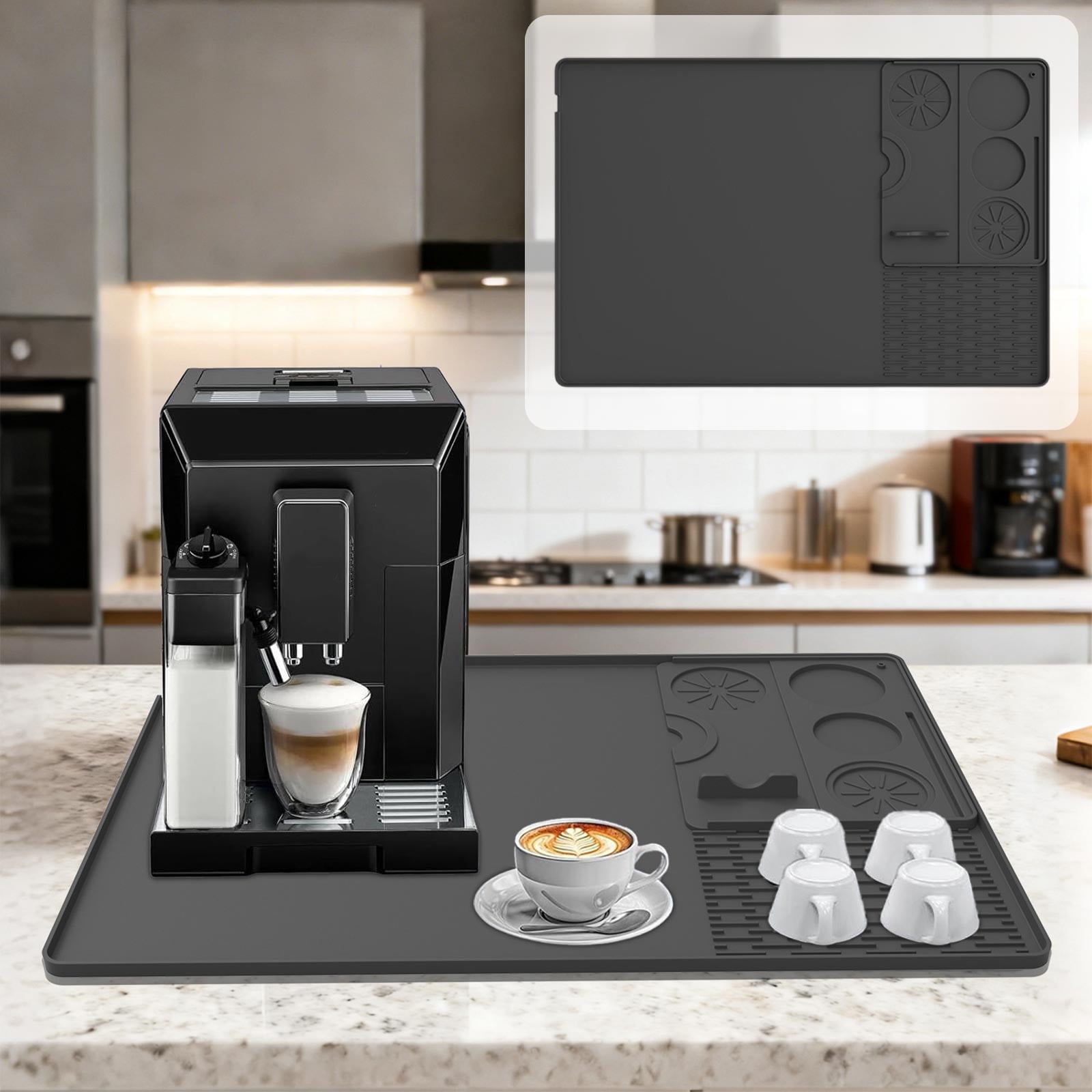 Coffee Silicone Mat, Bar Counter Tamper Mat with Drainage, Protects ...