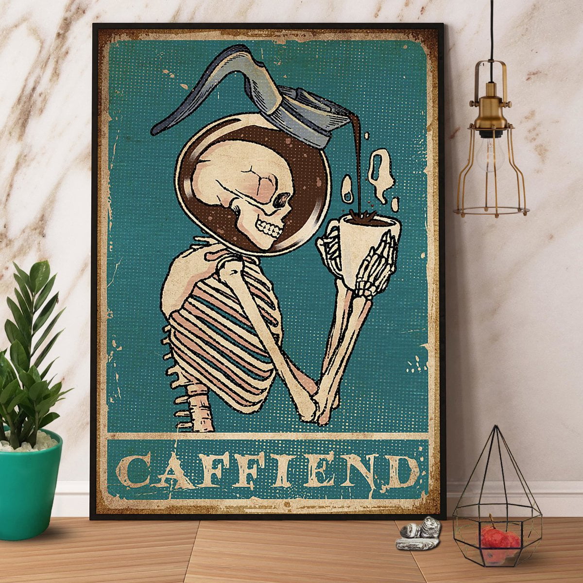 Coffee Skeleton Caffiend Caffein Paper Poster No Frame Matte Wall Art ...