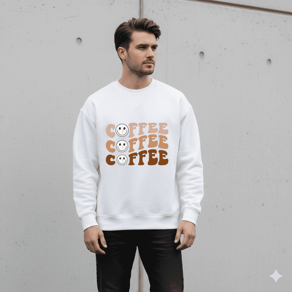 Coffee Smile Positive Morning Energy Funny Happy Day Quote Sweatshirt ...