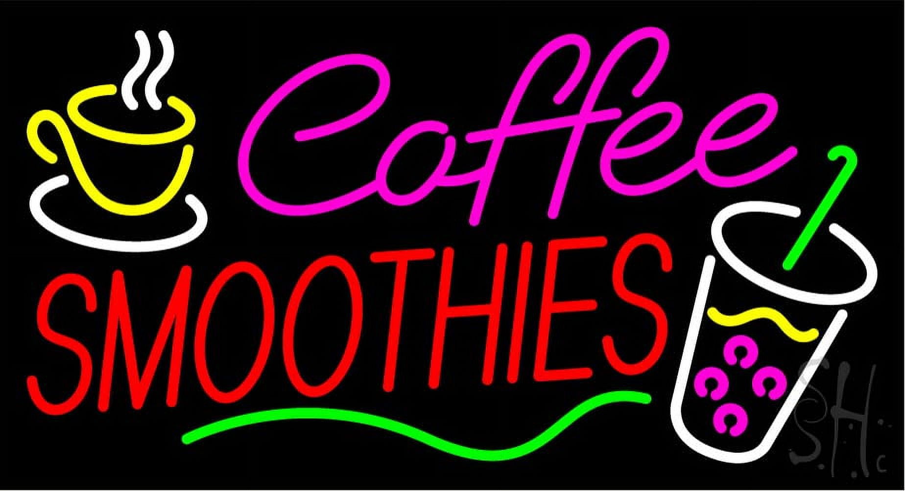 Coffee Smoothies LED Neon Sign 20 x 37 - inches, Black Square Cut ...