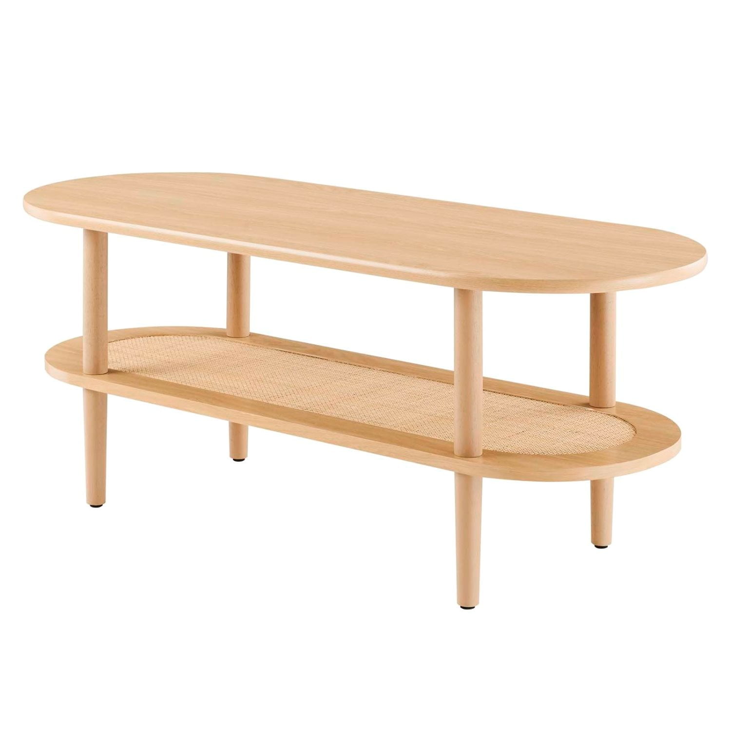 Coffee Sofa Side Table, Brown Oak, Wood, Oval, Living Kitchen Cafe ...