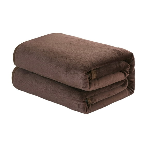 Coffee Solid Color Super Soft Flannel Fleece Throw Blanket Thickened ...