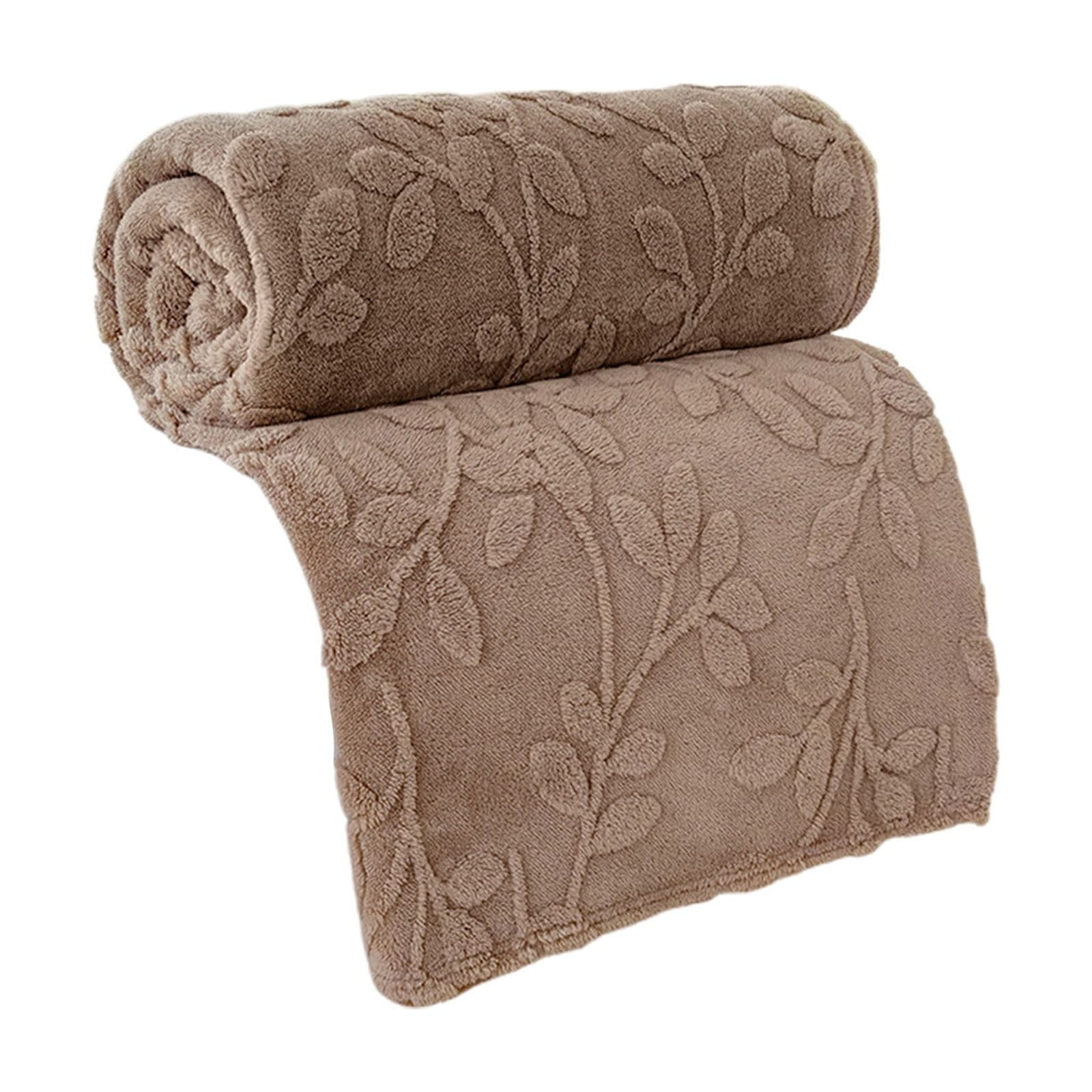 Coffee Solid Color Winter Blanket Taffeta Jacquard Throw For Nap Office ...