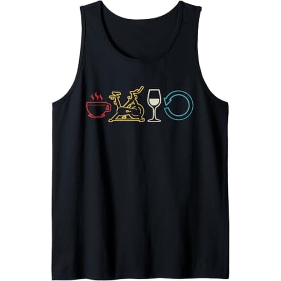 Coffee Spin Wine Repeat Coffee Cycling Wine Routine Tank Top Size S-3XL ...