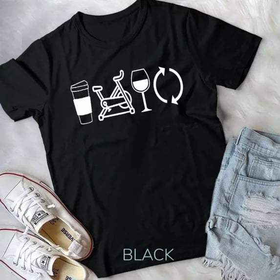 Coffee Spin Wine Repeat Spinning Class Workout Gym Unisex T-Shirt ...