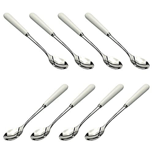 Coffee Spoon 18-10 Stainless Steel 8 PCS (White Creative Ceramic Handle ...