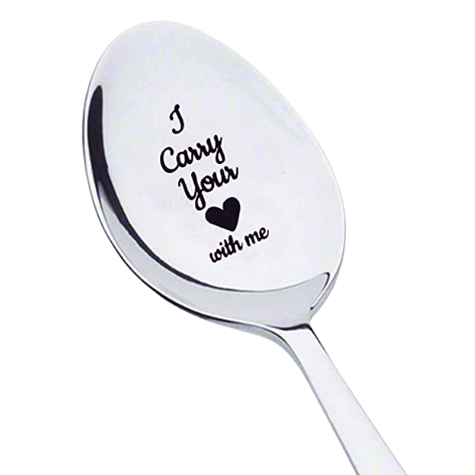 Coffee Spoon Engraved with Letters Long Handle Mirror Surface Rust ...
