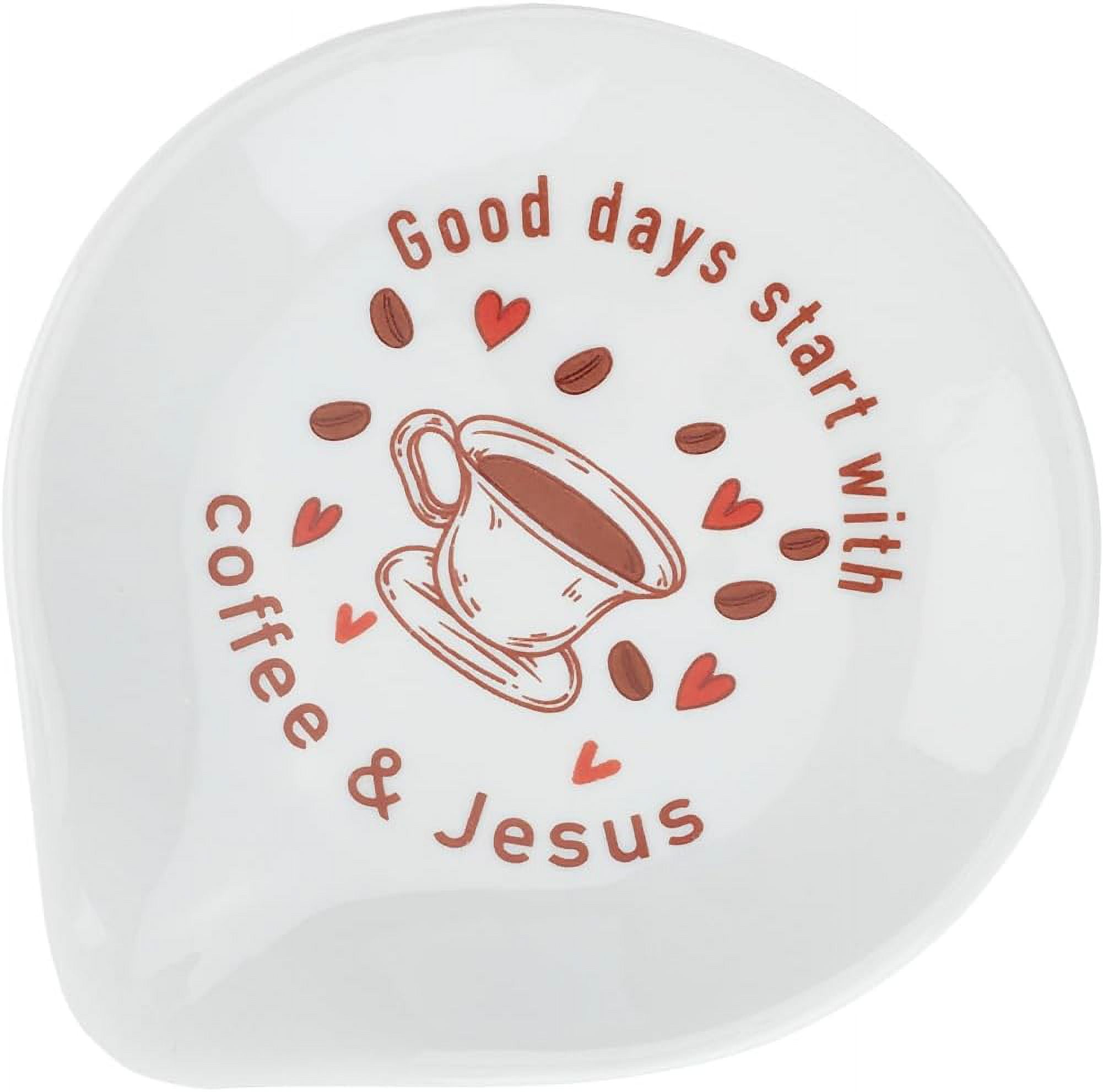 Coffee Spoon Rest Holder Good Days Start with Coffee White Ceramic ...