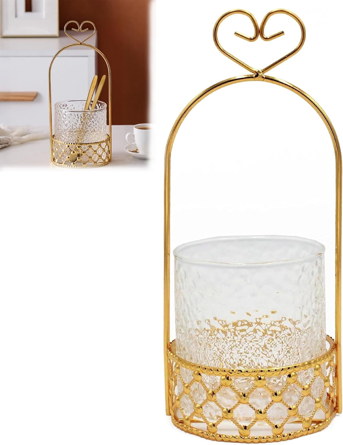 Coffee Spoon Utensil Silverware Holder for Party: Gold Utensil Holder ...