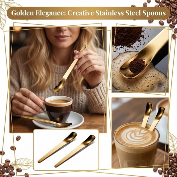 Coffee Spoons Set, Long Handle Spoon, 8 In, Stainless Steel, Stirring ...