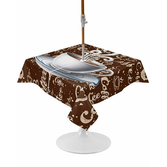 Coffee Square Outdoor Tablecloth, Waterproof Table Cloth Cover with ...