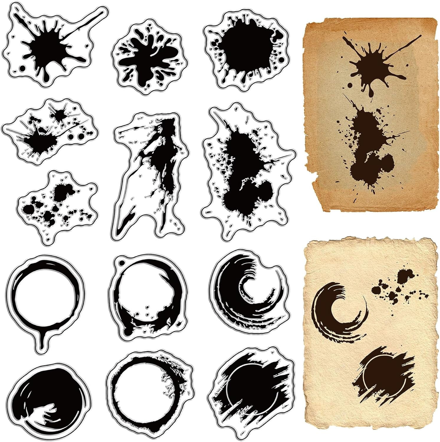 Coffee Stain Clear Rubber Stamp Vintage Transparent Silicone Seals ...