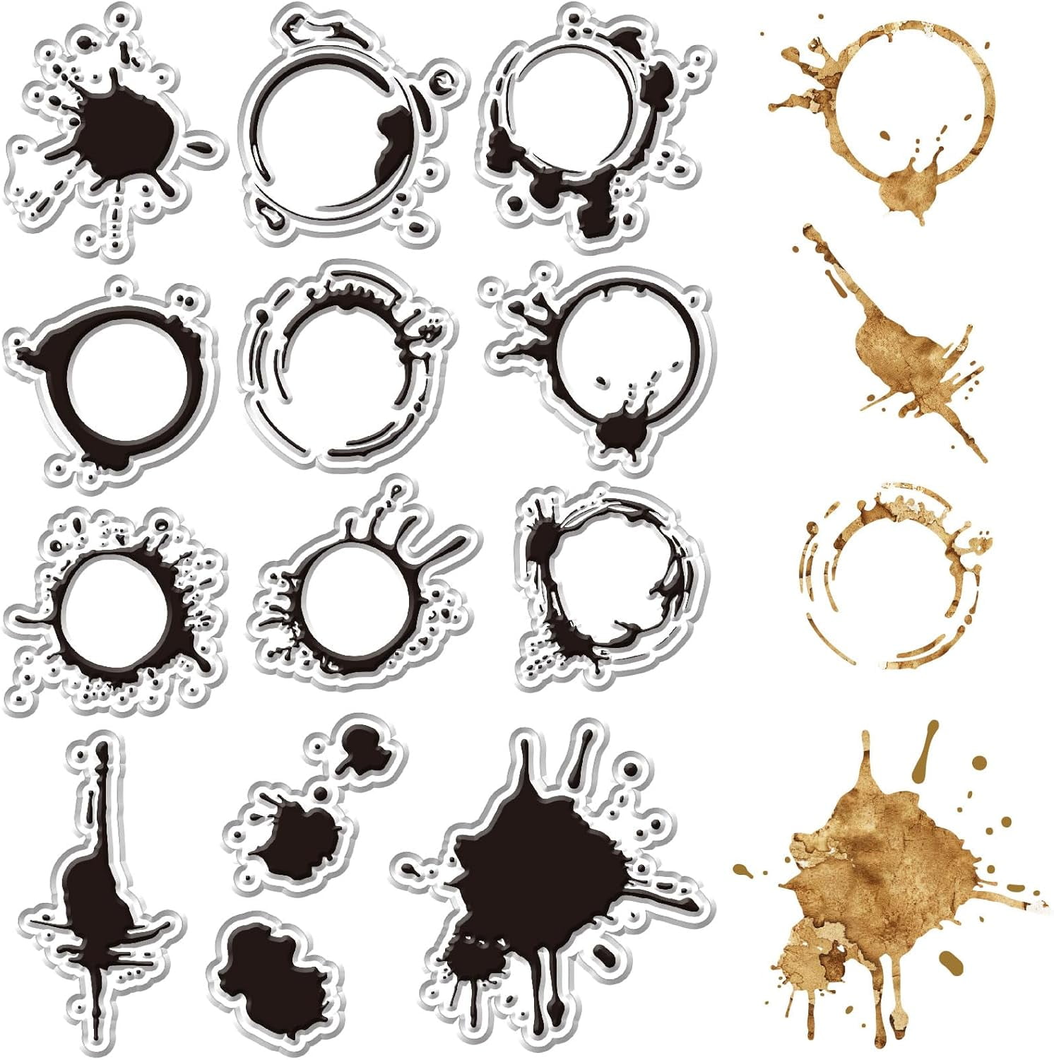 Coffee Stain Clear Stamps Vintage Tea Water Ink Stain Circle Rubber ...