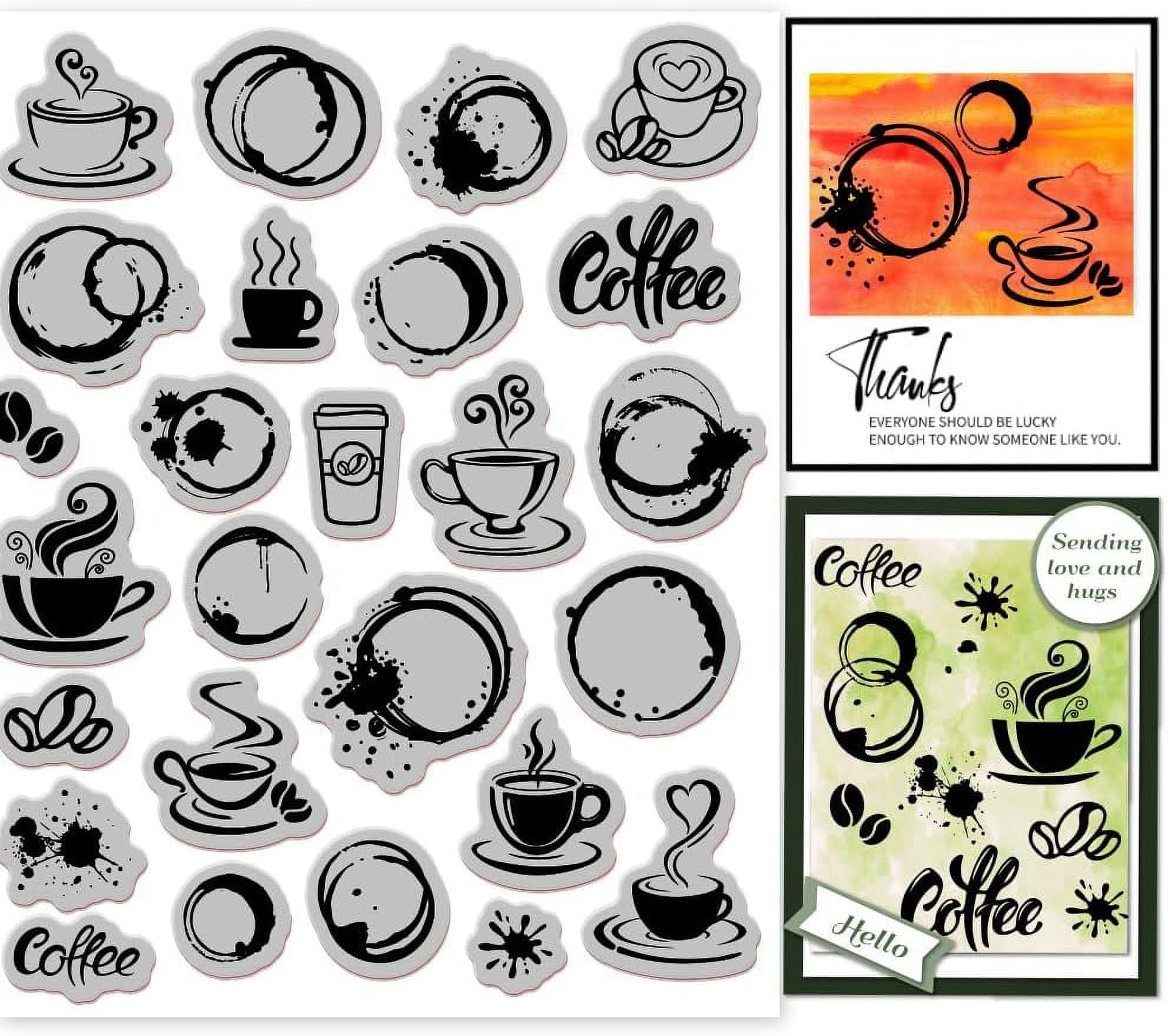 Coffee Stains Cling Rubber Stamp 7.09x8.66inch Coffee Cup EVA Stamps ...