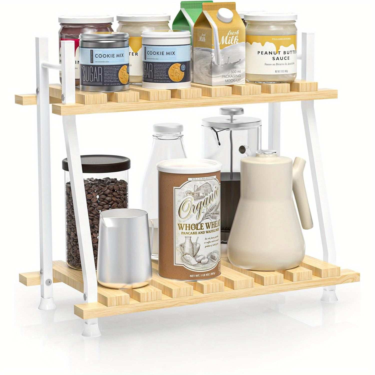Coffee Station Organizer, 2 Tier Wooden Shelf for Countertop, Coffee ...