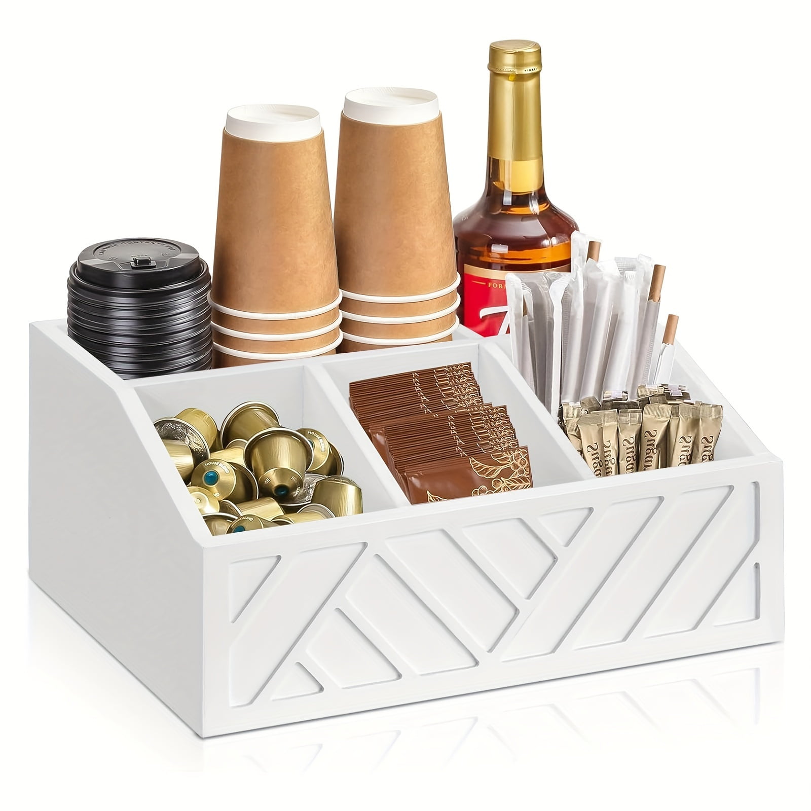 Coffee Station Organizer for Counter, Wood Coffee Pods Holder Storage ...