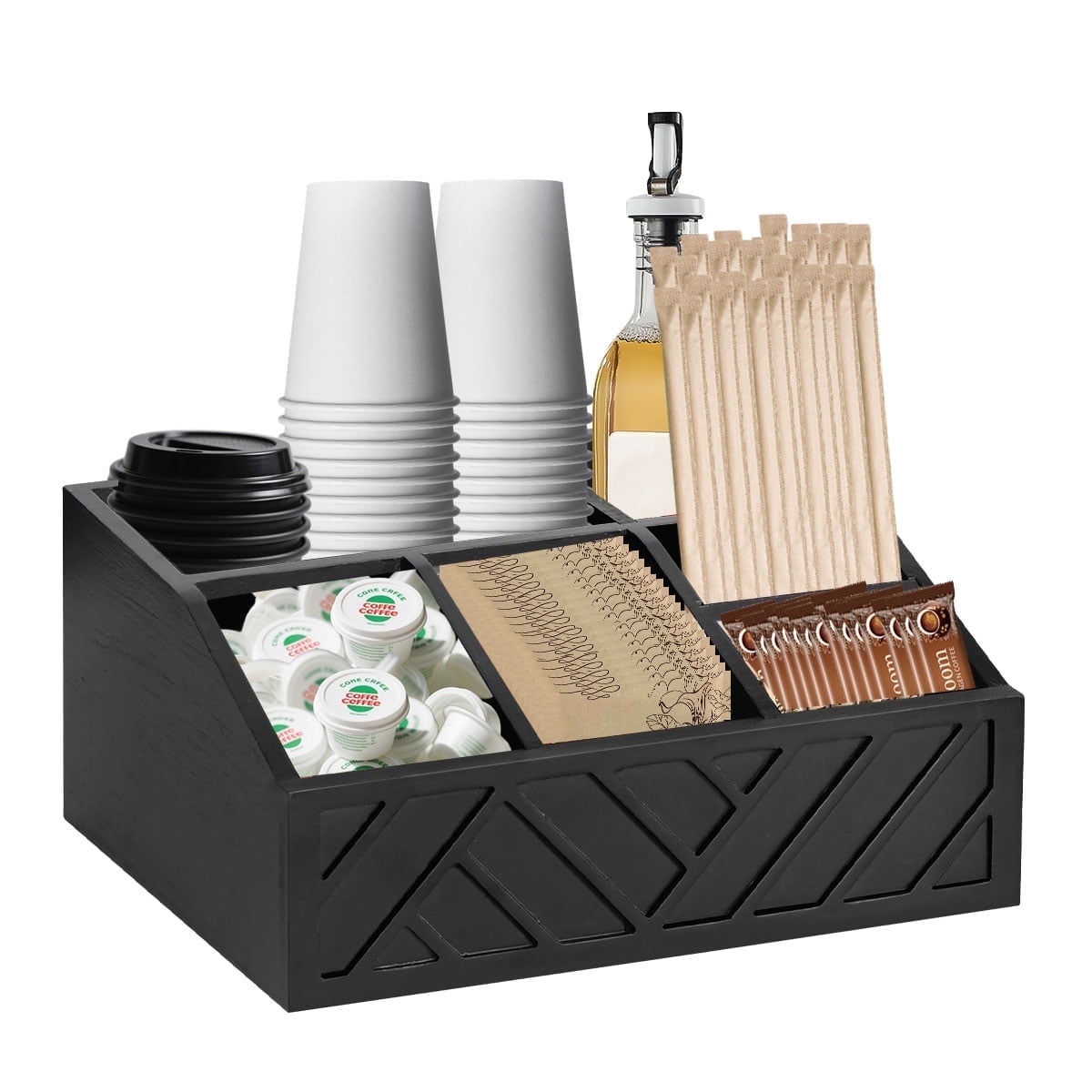 Kabuer Coffee Station Organizer - Wooden Coffee Bar Organizer for ...