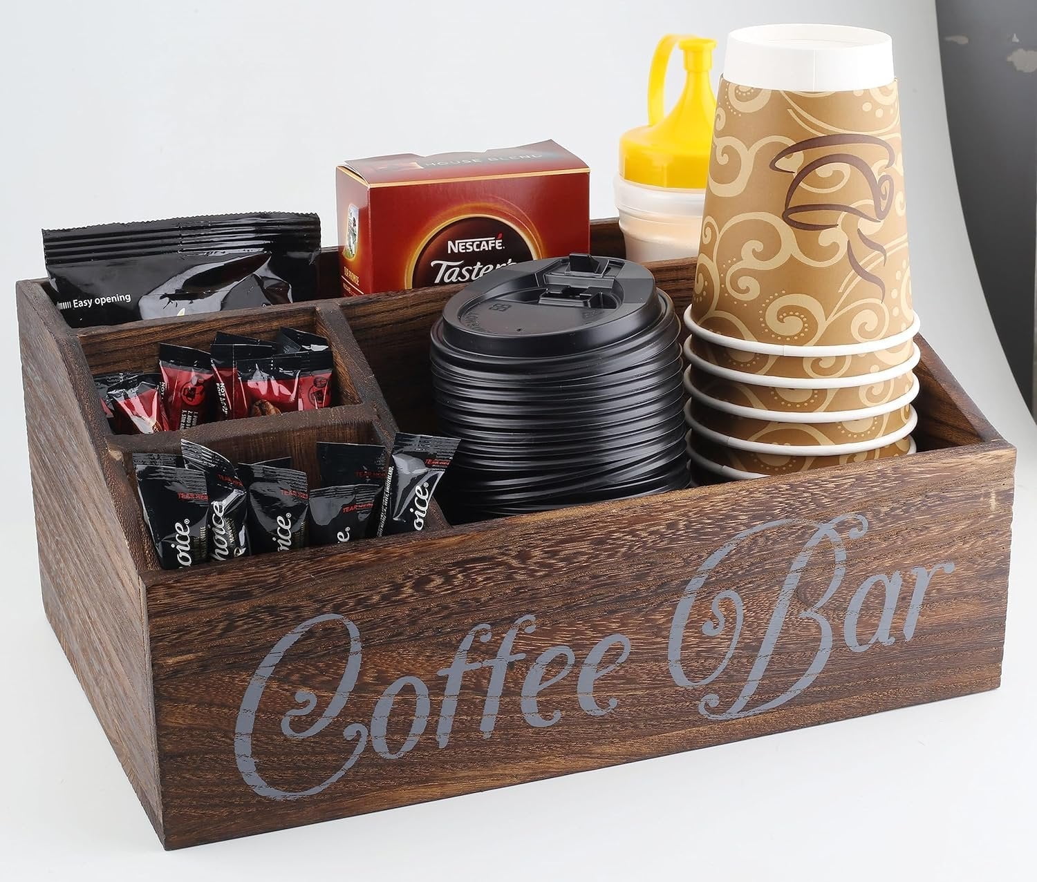 Coffee Station Organizer Wood Coffee Bar Organizer for Countertop and ...