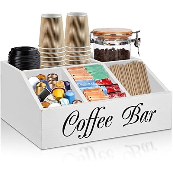Coffee Station Organizer for Counter, Wood Coffee Pods Holder Storage ...