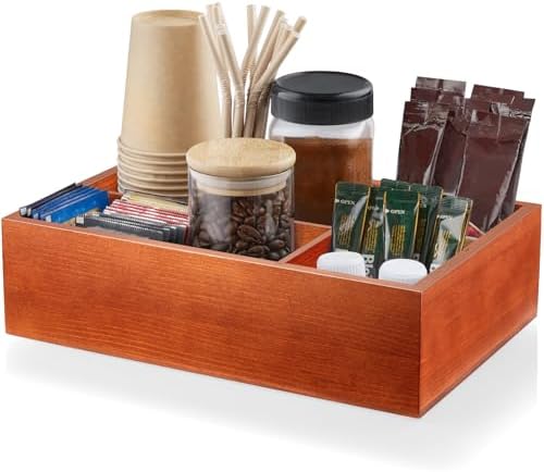 Coffee Station Organizer with Removable Dividers - Wood Coffee Bar ...