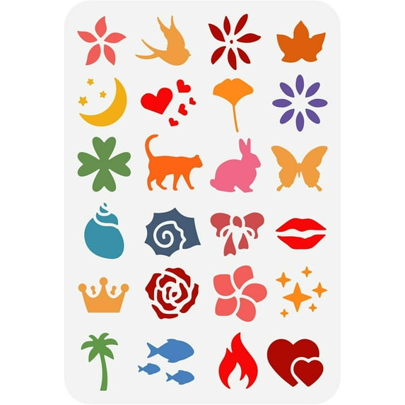 Coffee Stencils 8.3x11.7inch Reusable 24 Style Coffee Pull Pattern Painting Template DIY Art ...