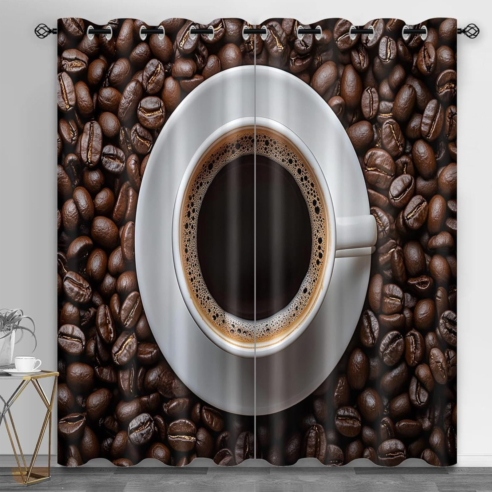 Coffee Still Life Print 3D Print Window Curtain Panel, Realistic Art ...