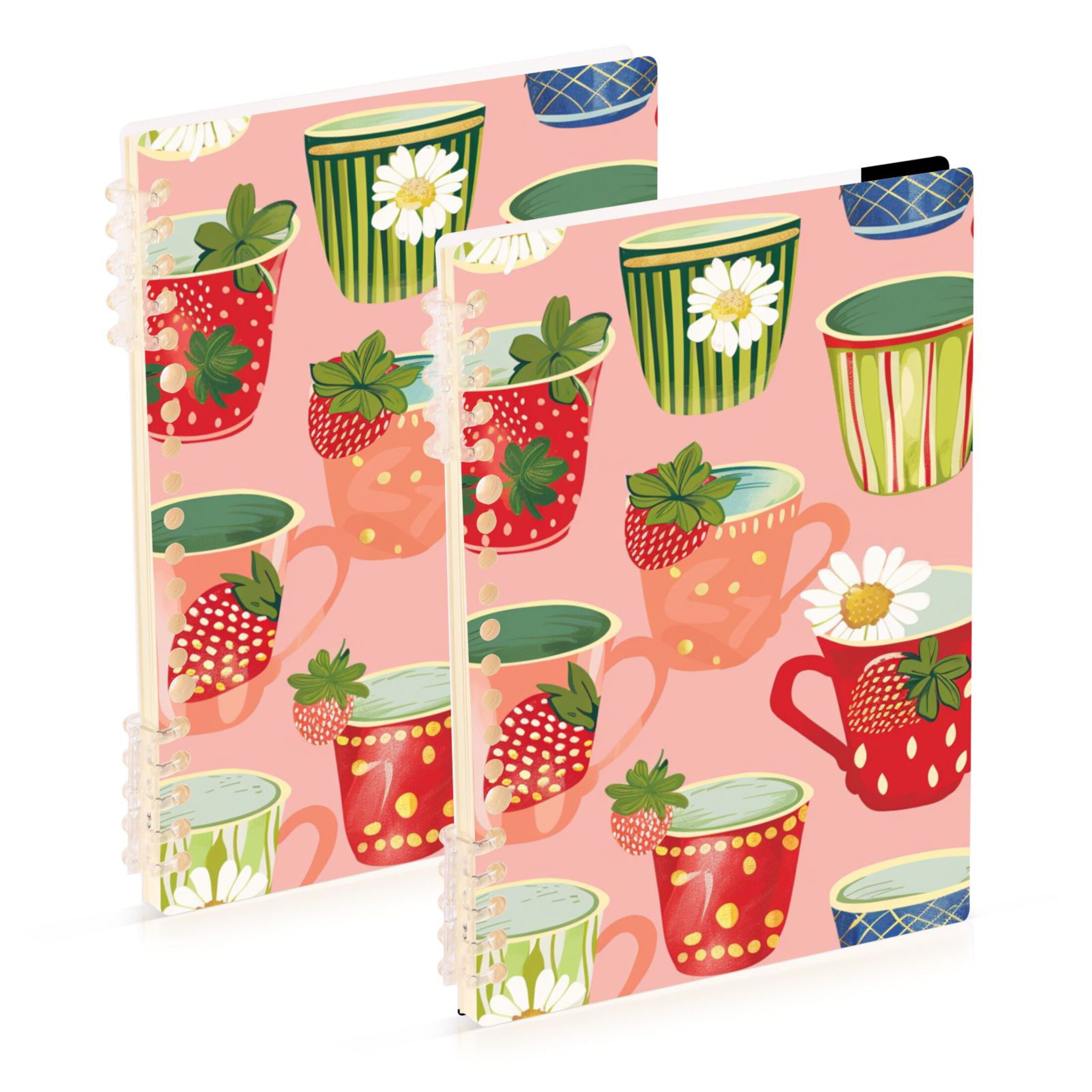 Coffee Strawberries Daisies Ring Binder Notebook Journey Note Diary ...