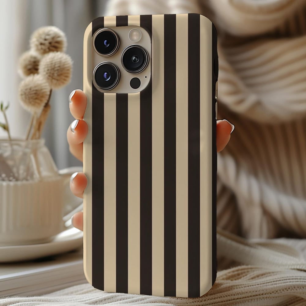 Coffee Stripe Modern Neutral Phone Case with iPhone 17 to 11 Pro Max ...