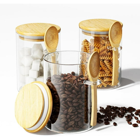 Coffee Sugar Container Salts Jars - 15oz Glass Airtight Caning with and ...