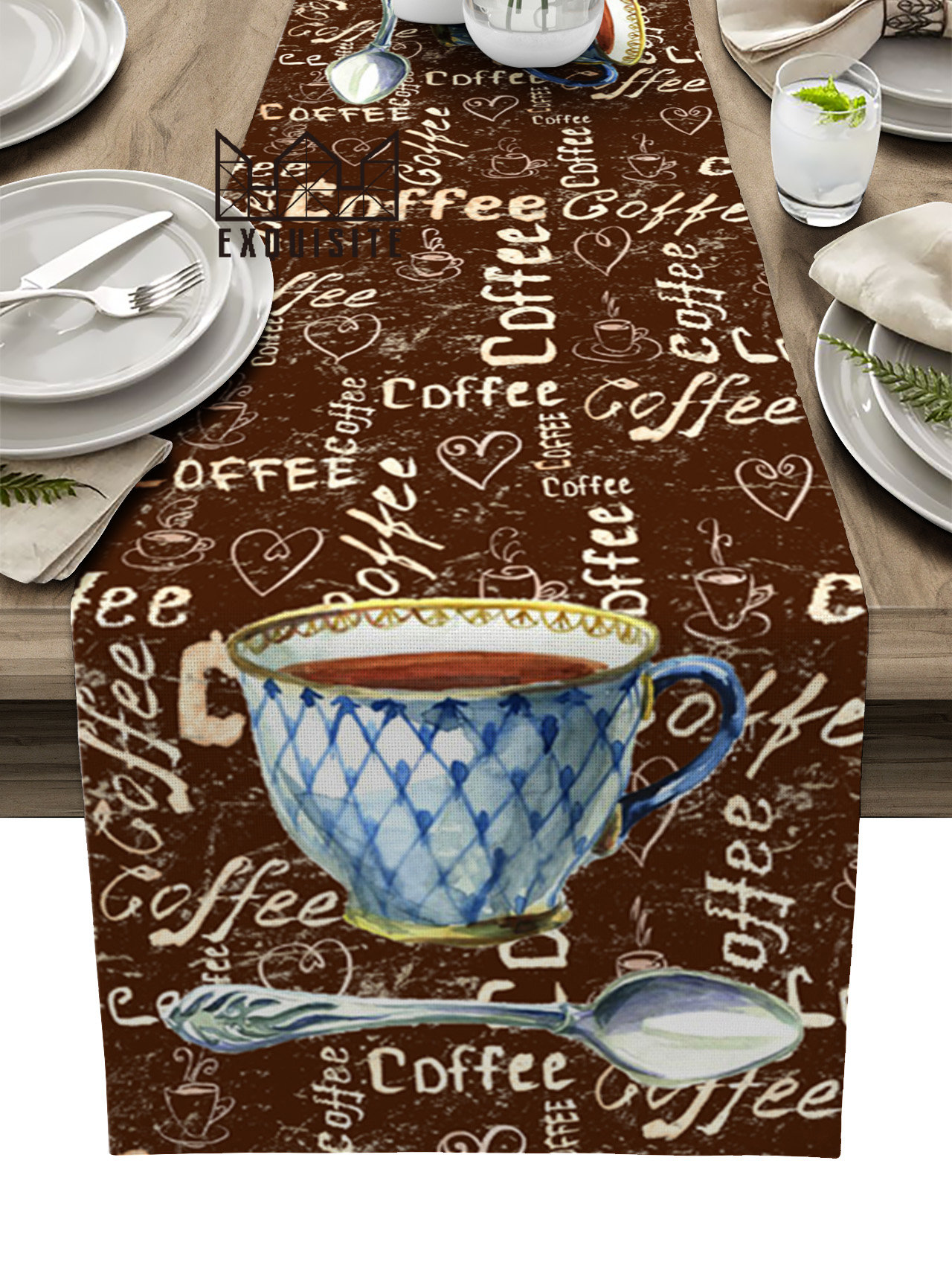 Coffee Sugar Retro Style Wedding r Table Runners Coffee Table Kitchen ...