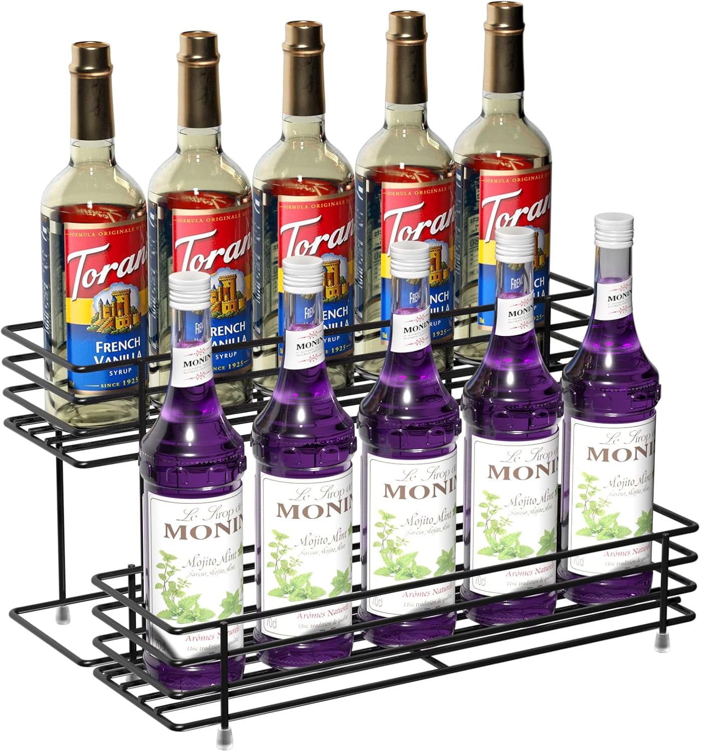 Coffee Syrup Organizer 2 Tier Syrup Bottle Holder Rack for Coffee Bar ...