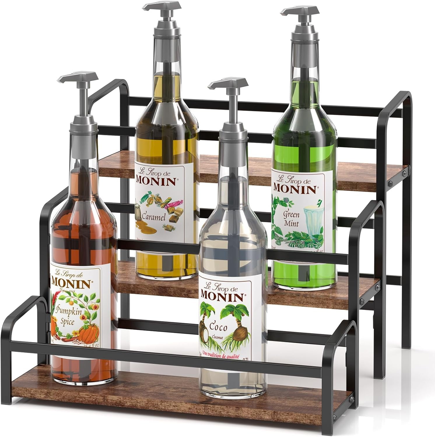 Coffee Syrup Organizer 3-Tier: Vintage Coffee Syrup Rack 12 Bottles ...