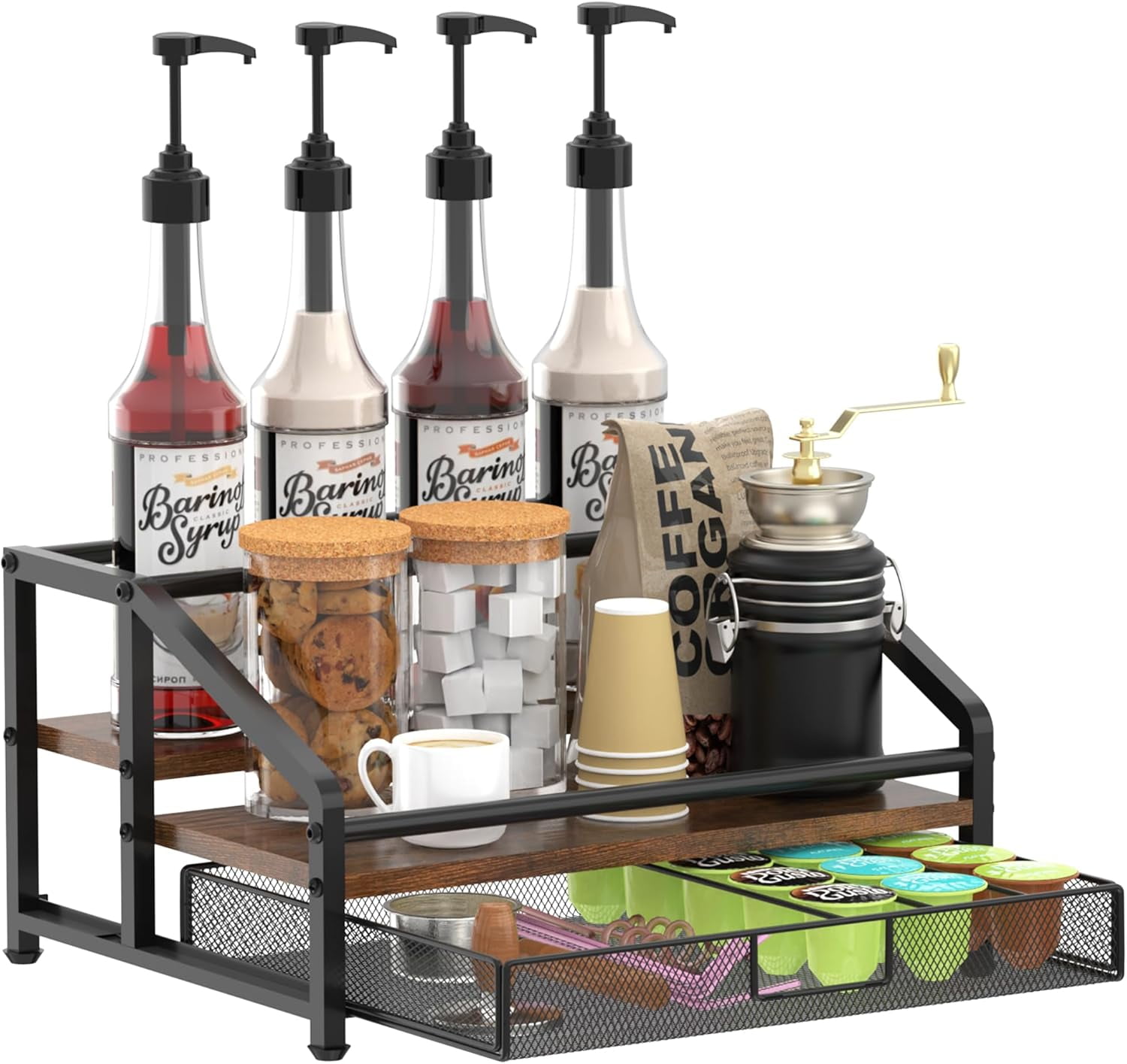 Coffee Syrup Organizer Rack, 3-Tier Coffee Station Organizer for ...