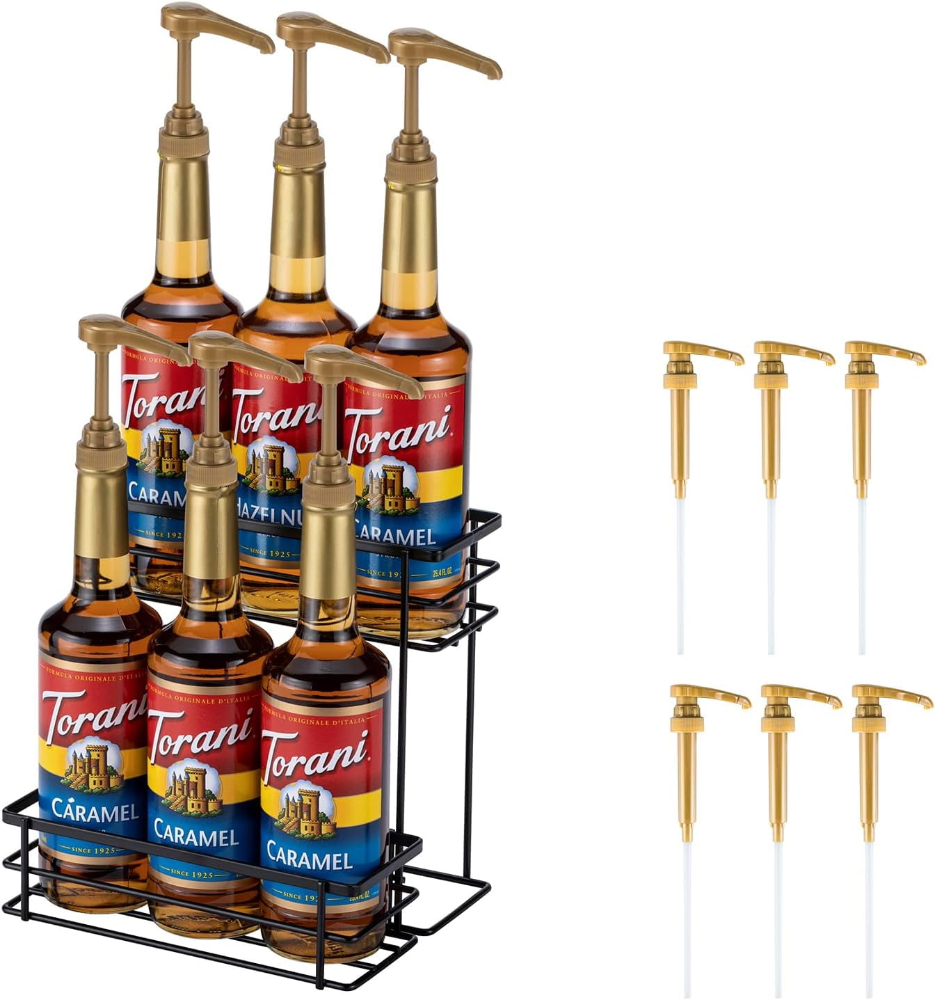 Coffee Syrup Organizer Rack, (6 Bottle Capacity),2 Tier Coffee Syrup holder for Coffee Bar ...